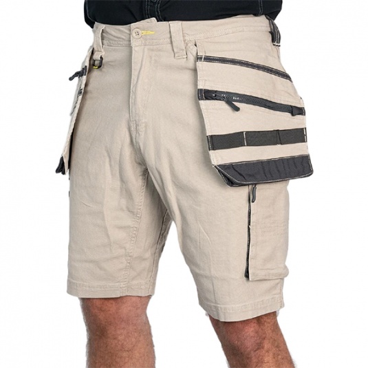 Bisley Cargo Shorts w/ Holster Pockets (Stone) - Workwear.co.uk