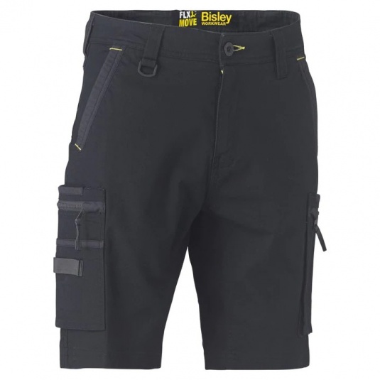 Bisley Flx & Move Stretch Cargo Shorts (Black) - Workwear.co.uk