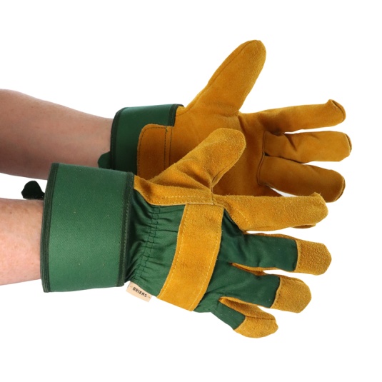 Briers BRO/GRN Suede Gardening Gloves - Workwear.co.uk