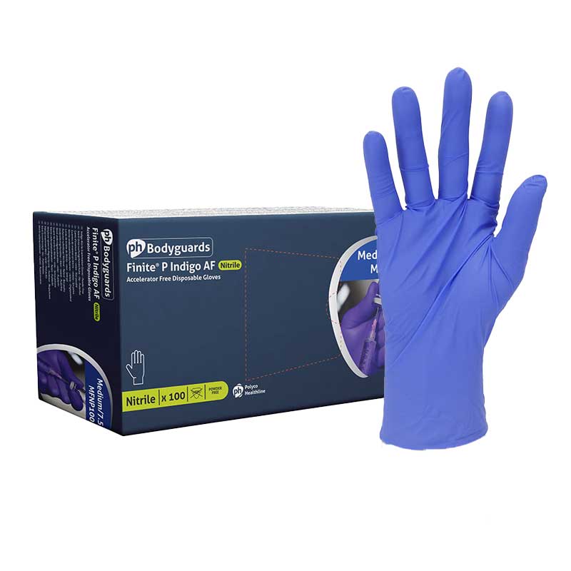 Polyco Finite P Indigo AF Disposable Nitrile Gloves MFNP100 - Workwear ...