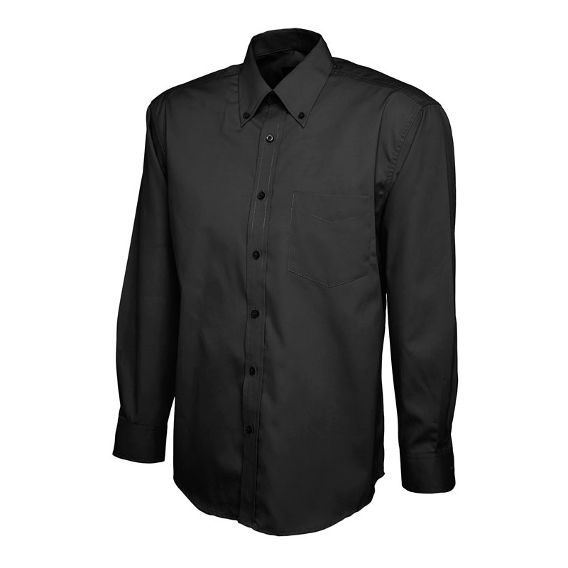 Uneek UC701 Men's Oxford Work Shirt (Black) - Workwear.co.uk