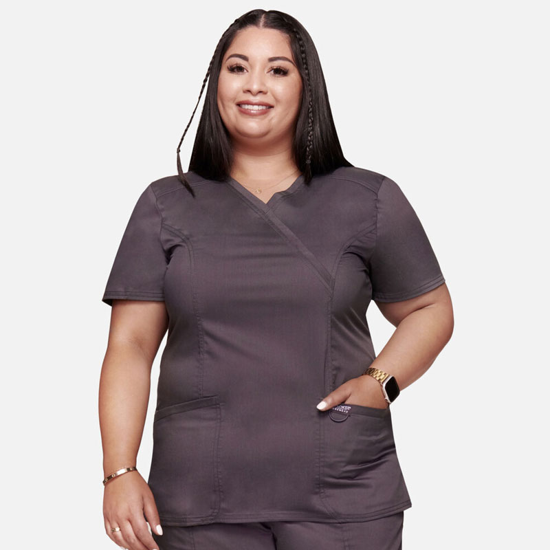 Cherokee WW610 Women's Pewter Scrub Top - Workwear.co.uk