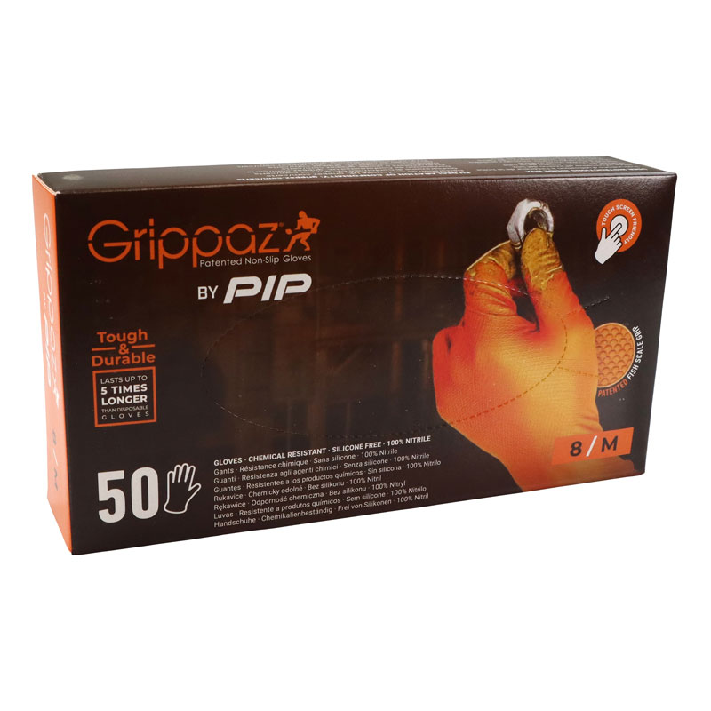 Grippaz Orange Semi-Disposable Nitrile Gloves - Workwear.co.uk