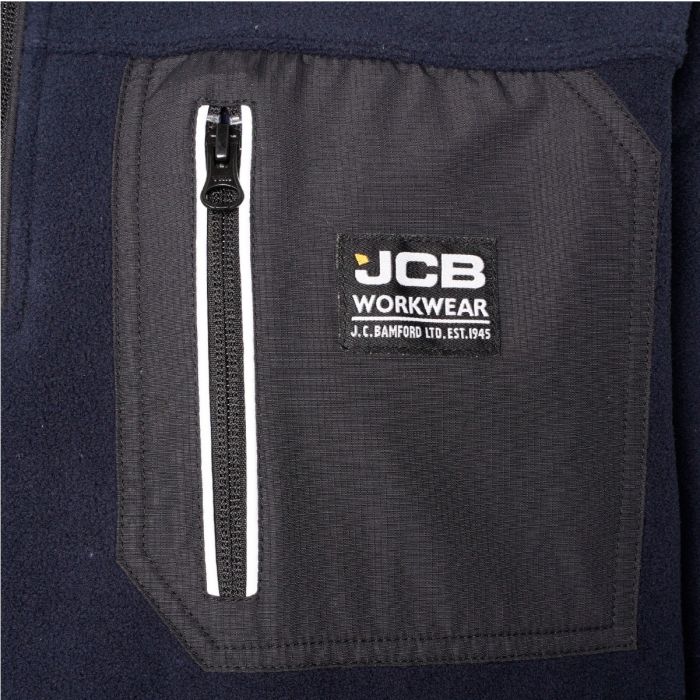JCB Navy Heavyweight 1/4-Zip Tech Fleece - Workwear.co.uk