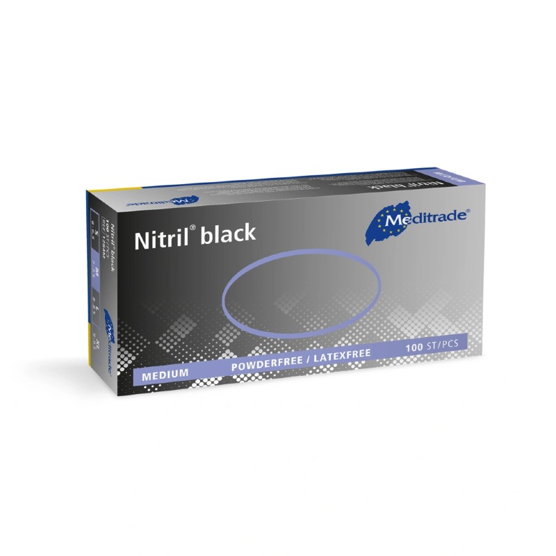 Meditrade Black Nitrile Disposable Gloves - Workwear.co.uk