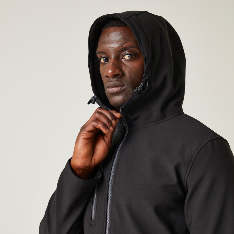 Regatta Hooded Softshell Jacket (BLK/GRY) - Workwear.co.uk