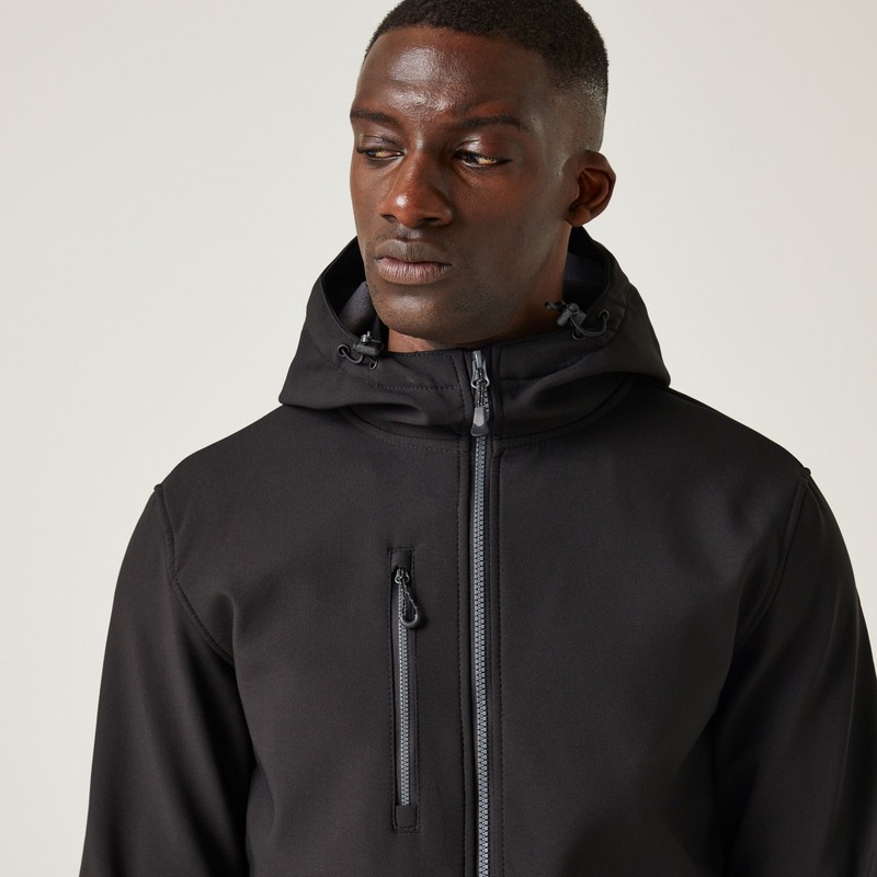Regatta Hooded Softshell Jacket (BLK/GRY) - Workwear.co.uk