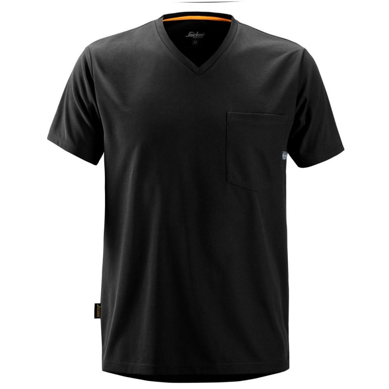 Snickers 2524 Black AllRoundWork Sleeve T-Shirt - Workwear.co.uk