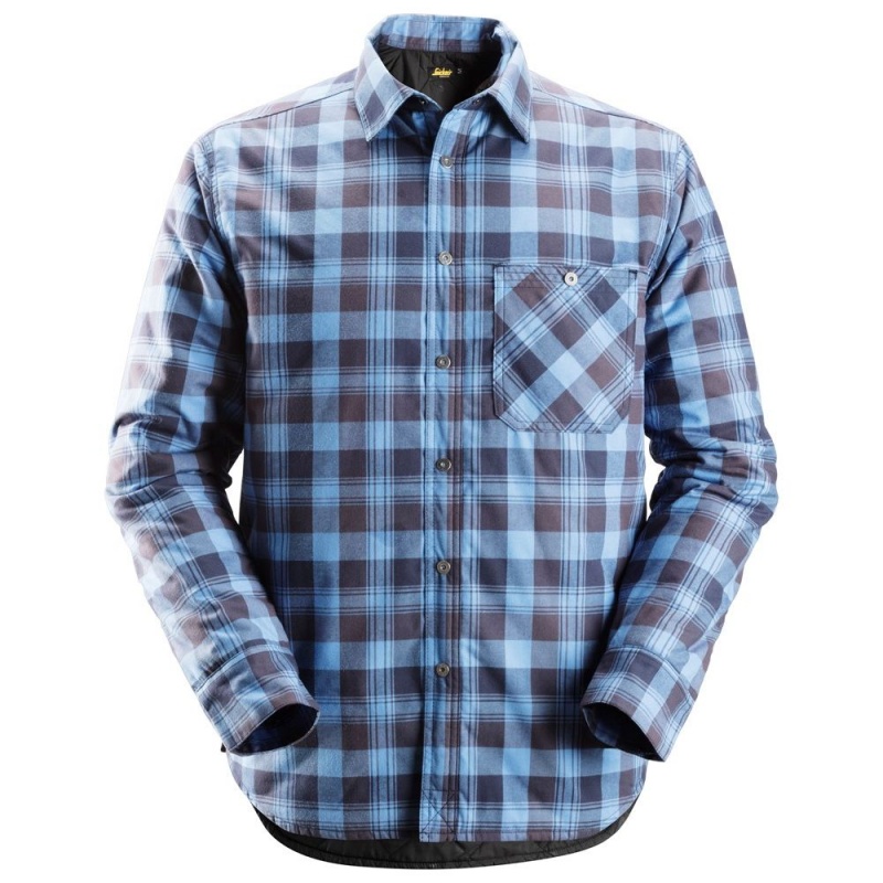 Snickers 8501 Navy and Blue Checked Shirt - Workwear.co.uk