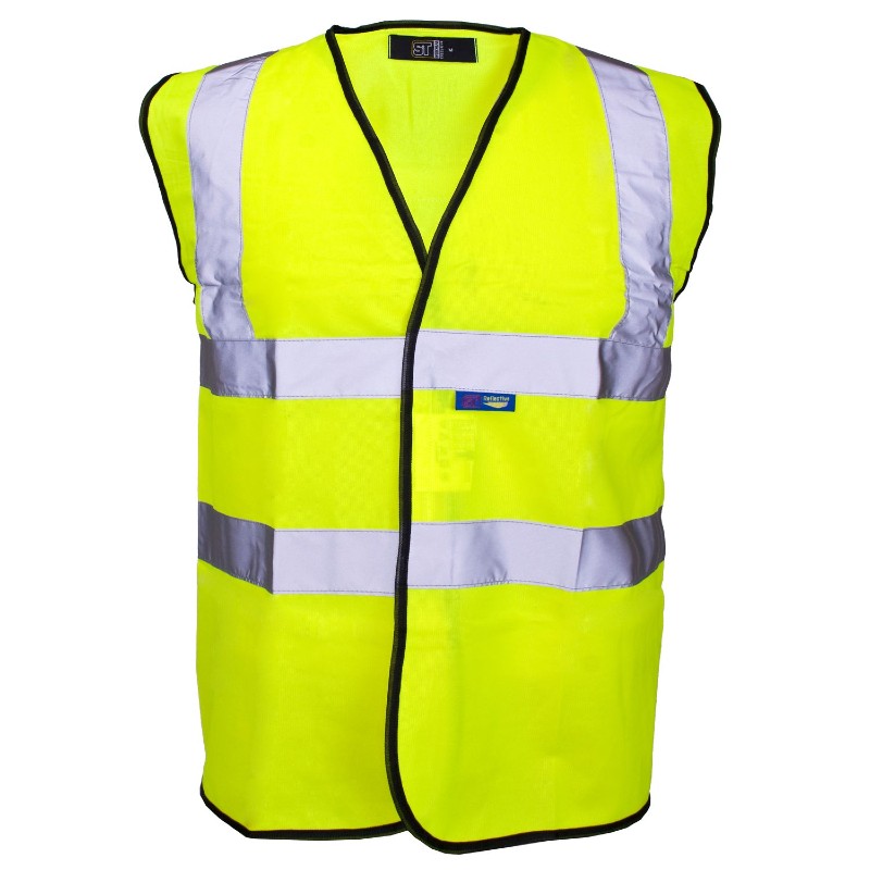 Supertouch Hi-Vis Yellow Velcro Vest - Workwear.co.uk
